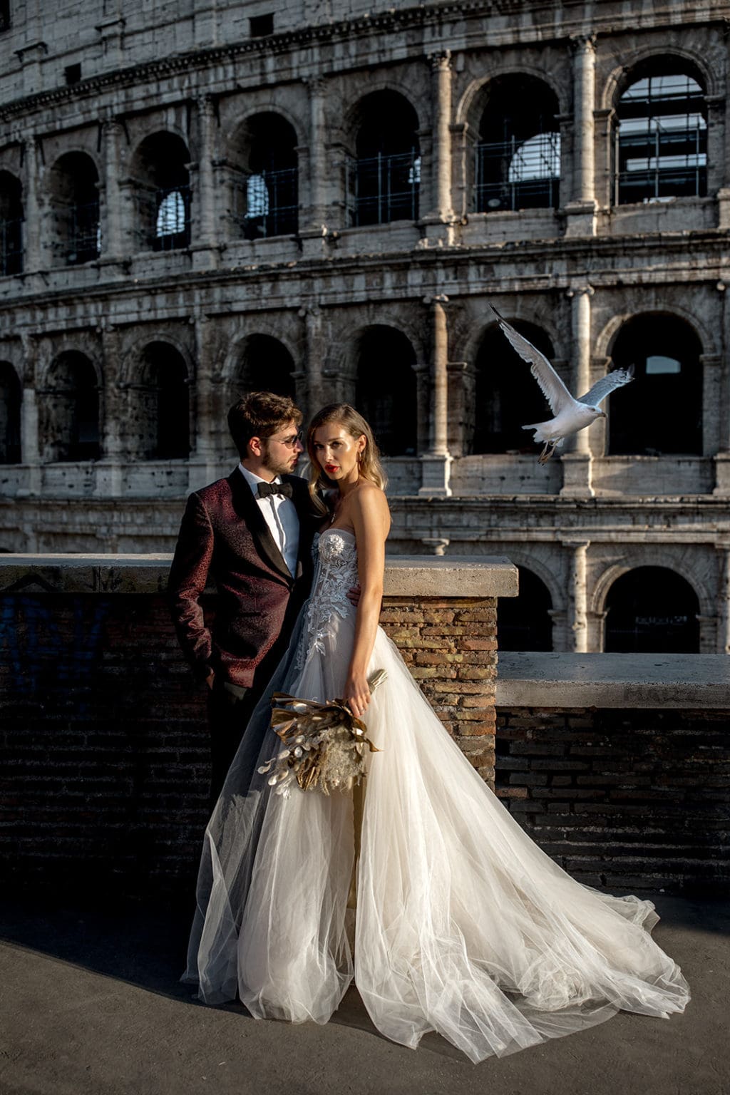 Rome Wedding Editorial Session with a Berta Gown | Lilly Red