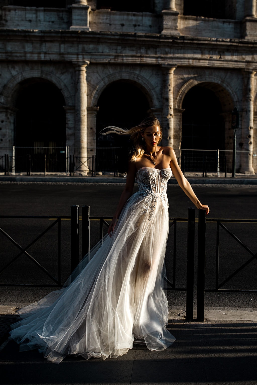 Rome Wedding Editorial Session with a Berta Gown | Lilly Red